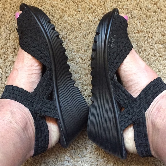 bernie mev. | Shoes | Bernie Mev Black Wedge Sandals | Poshmark